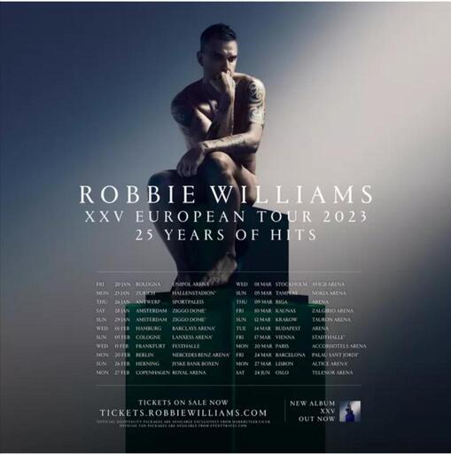 Robbie Williams - XXV Tour 2023 - Mi ticketera